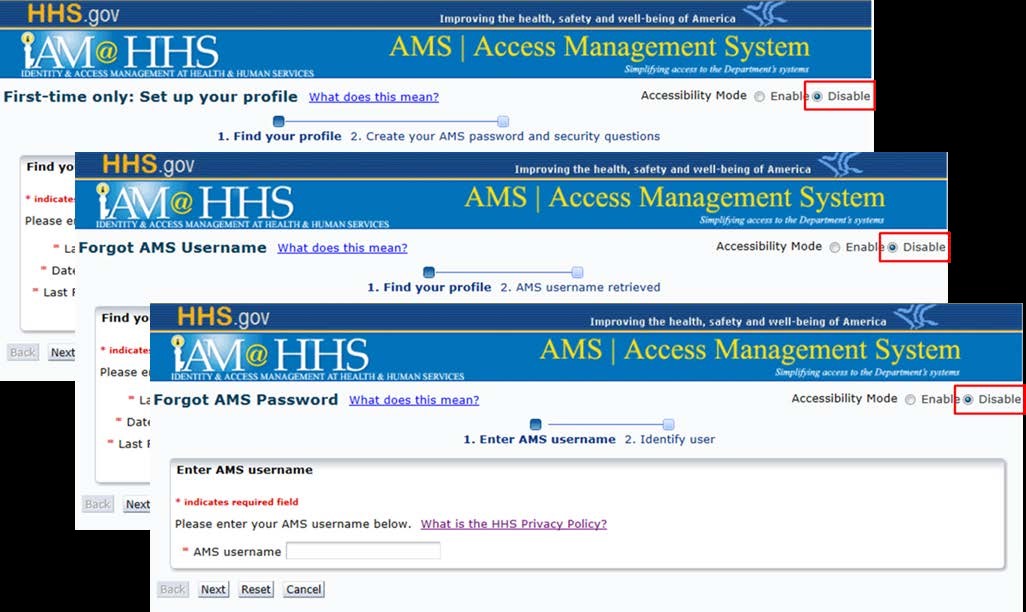 Hhs Ams How To Enable Or Disable Accessibility Mode In Ams