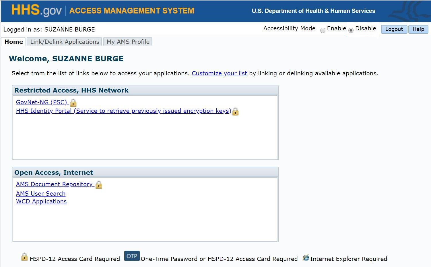 HHS AMS - How To Log Into AMS With An HSPD-12 Access Card